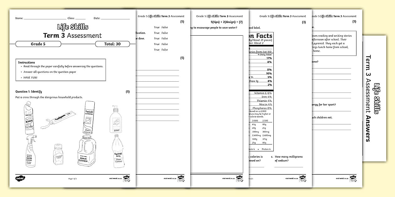 Grade 5: Term 3: Life Skills Assessment (PSW) (teacher made)