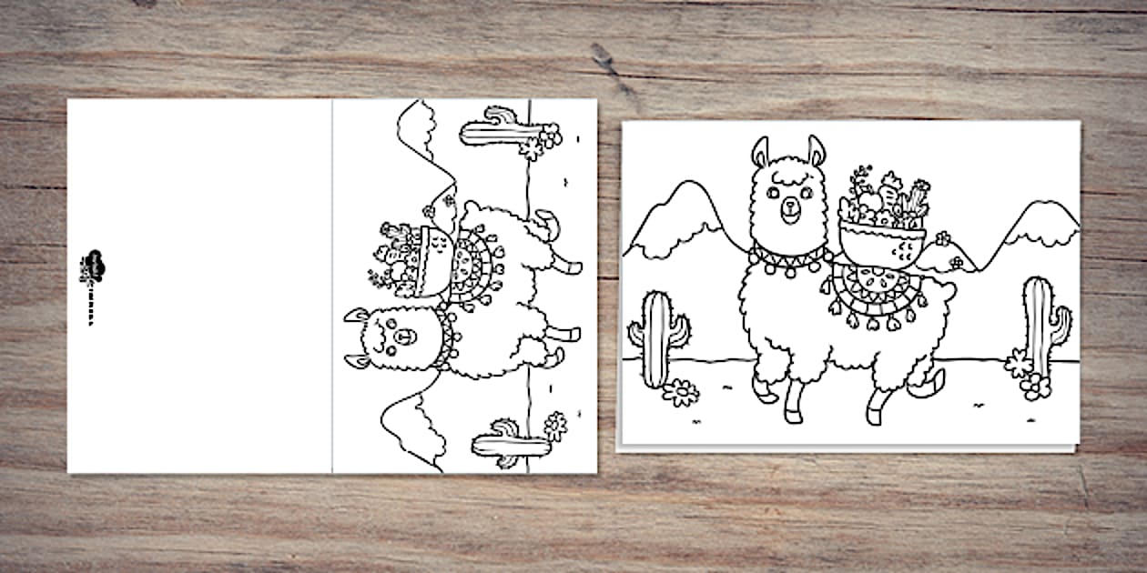 Llama Colouring Card | Twinkl Party (teacher made) - Twinkl