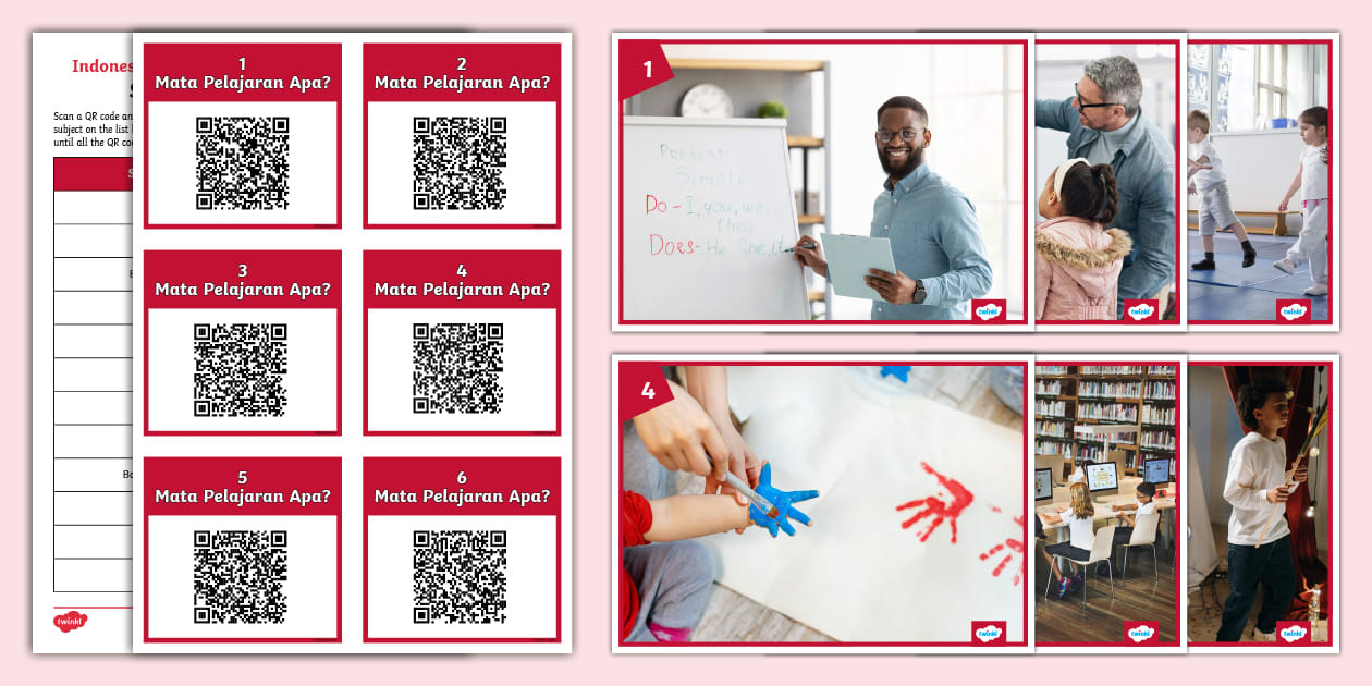 QR Code Hunt - Indonesian School Subjects (teacher made)