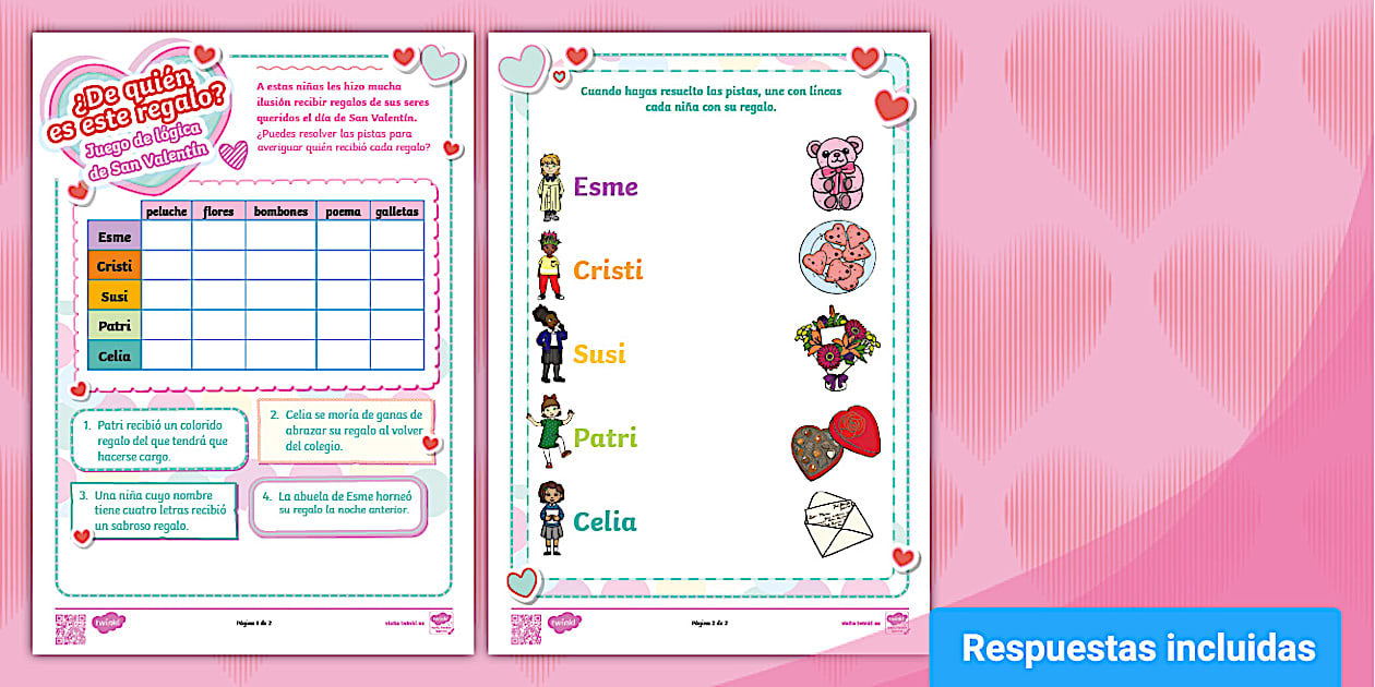 Juego de lógica: ¿De quién es este regalo? - San Valentín