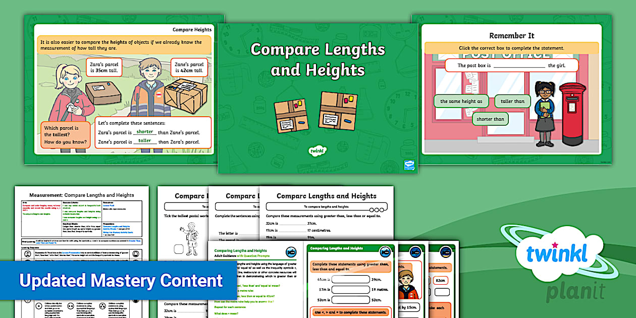👉 Y2 Compare Lengths and Heights Measurement PlanIt Maths Lesson 1