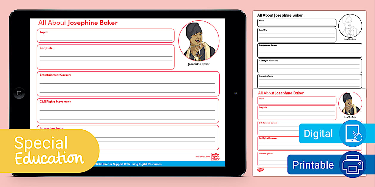 Josephine Baker Worksheet for Grades 6-8 | Twinkl USA