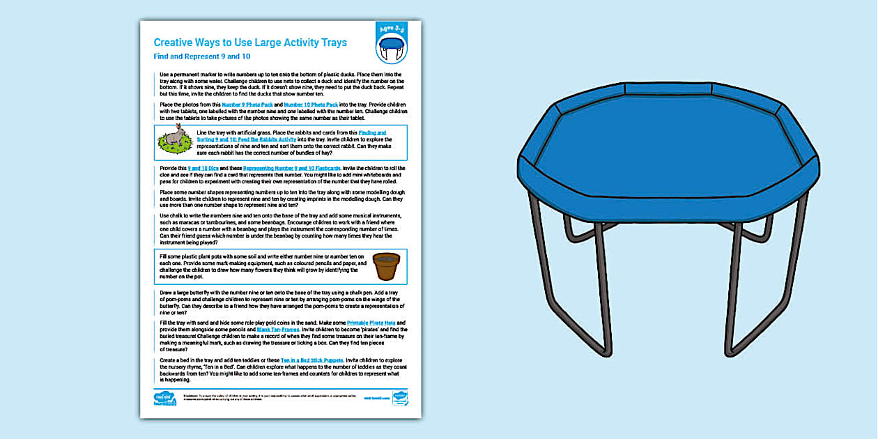 Ages 3-5 Large Activity Trays: Find and Represent 9 and 10