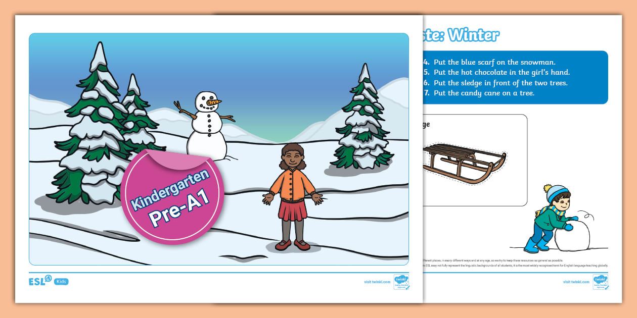 Winter ESL Cut & Paste Activity (teacher made) - Twinkl