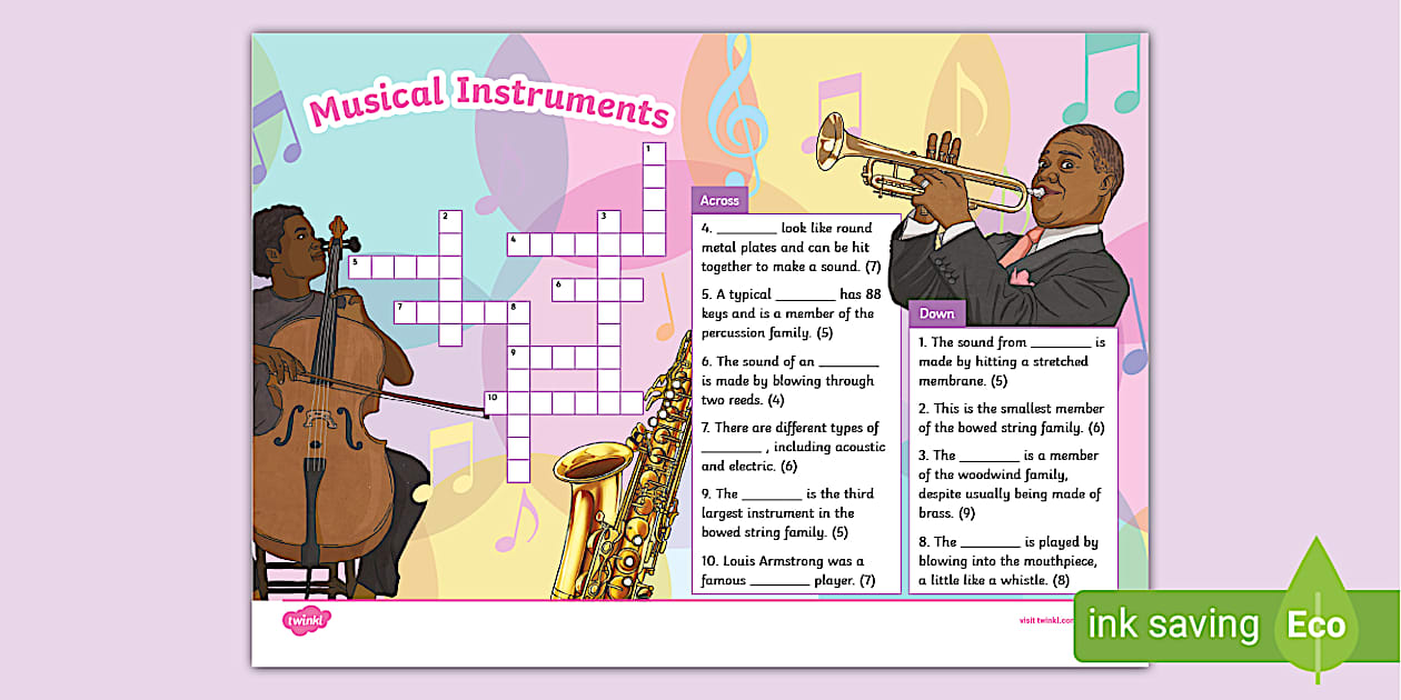 👉 Musical Instruments Crossword - Twinkl - KS2 - Twinkl