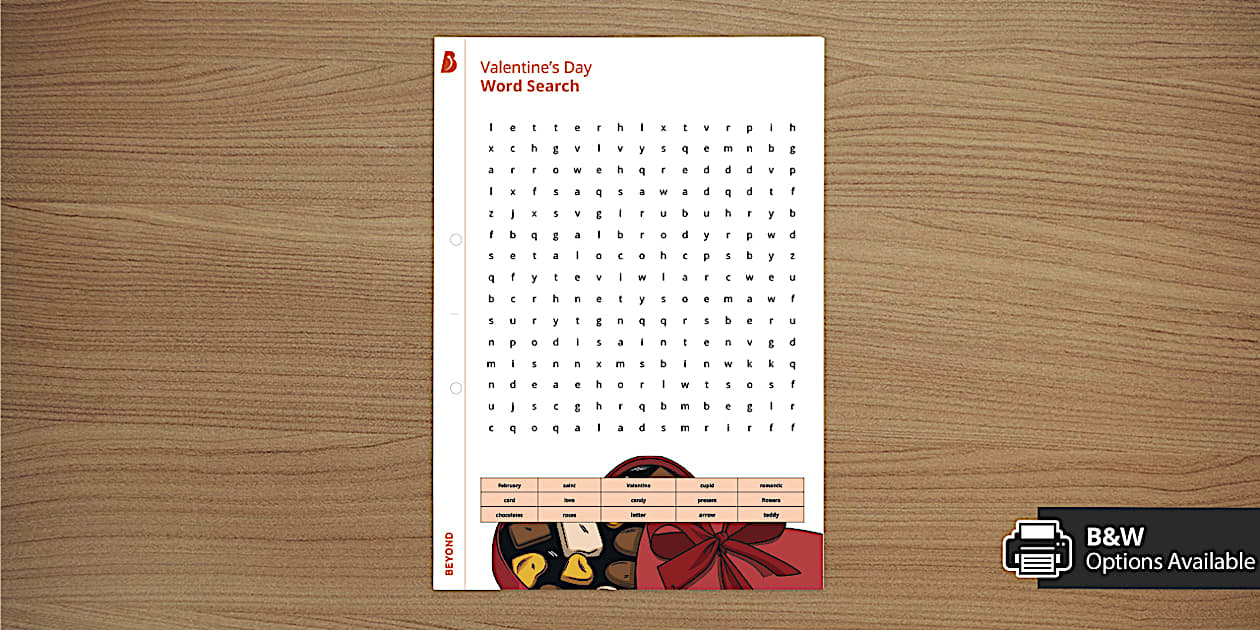 Valentine's Day Word Search (Teacher-Made) - Twinkl