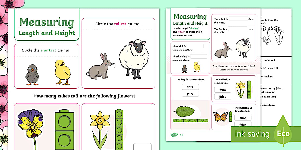 Spring Measuring using Informal Units Worksheet - Twinkl