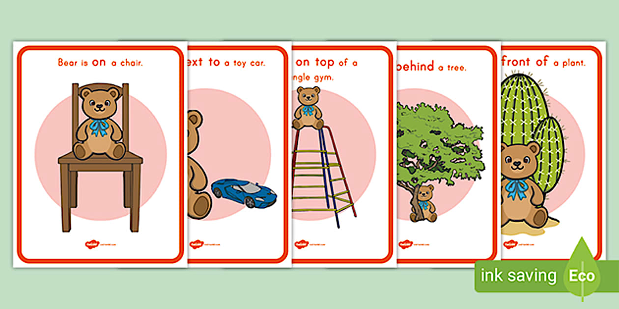 Teddy Bear Positional Language Posters - Twinkl