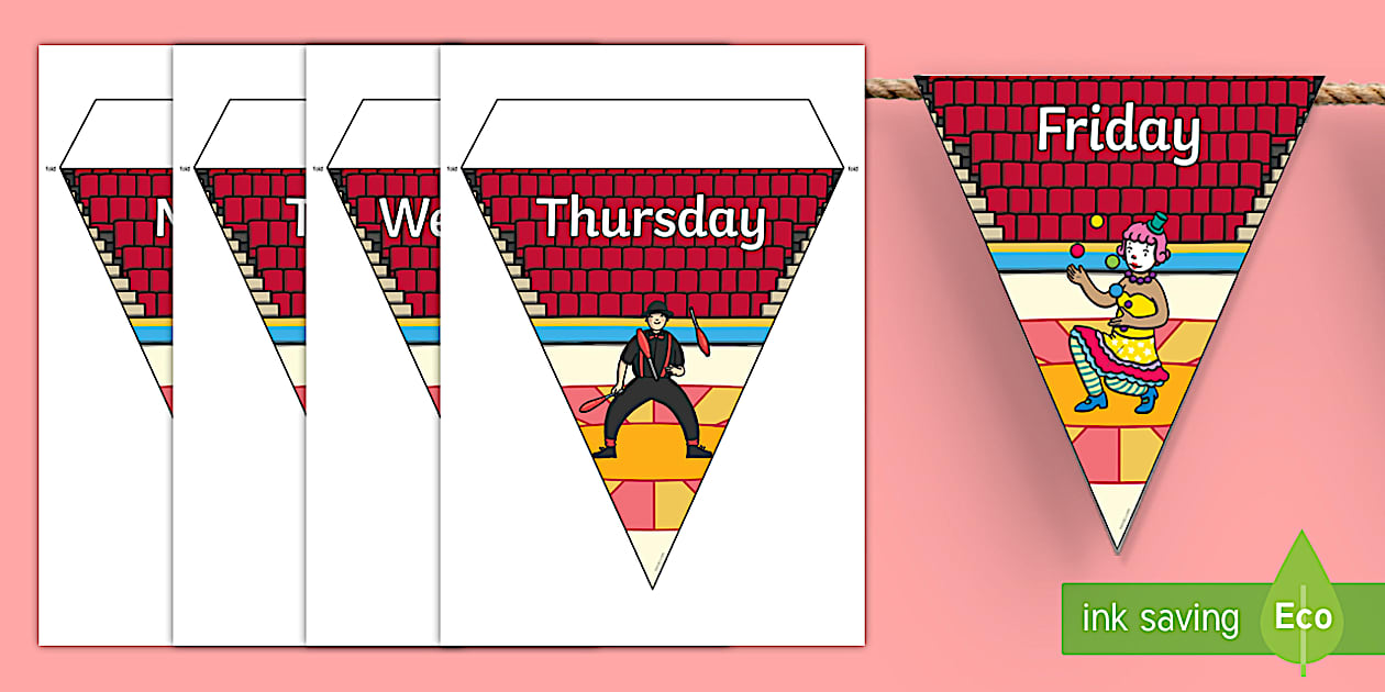 Circus Themed days of the Week Bunting - Twinkl