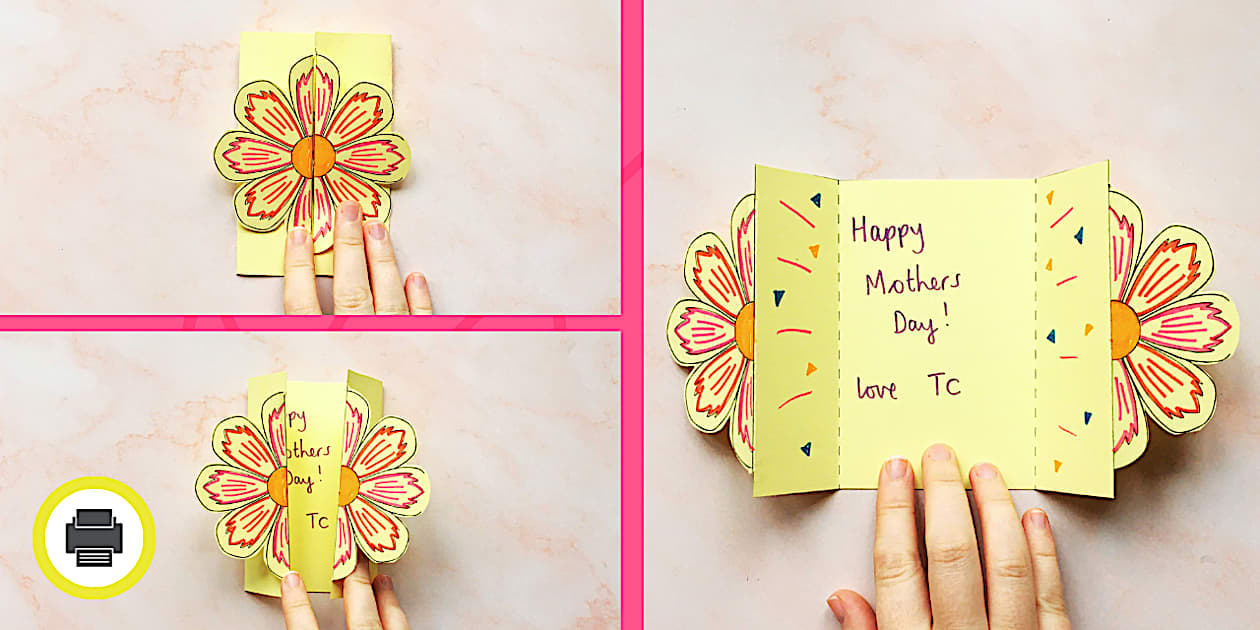 Mothers Day Flower - Mothers Day Card Template - Twinkl