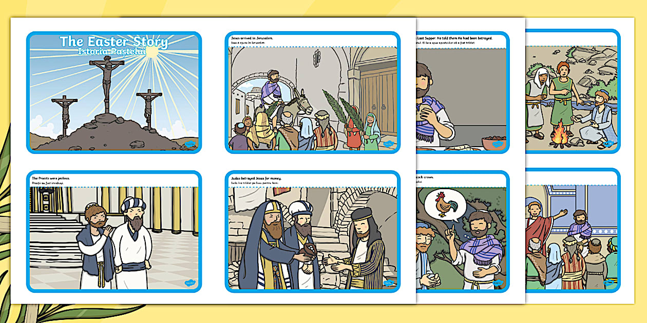 The Easter Story Sequencing Cards English/Romanian - The Easter Story
