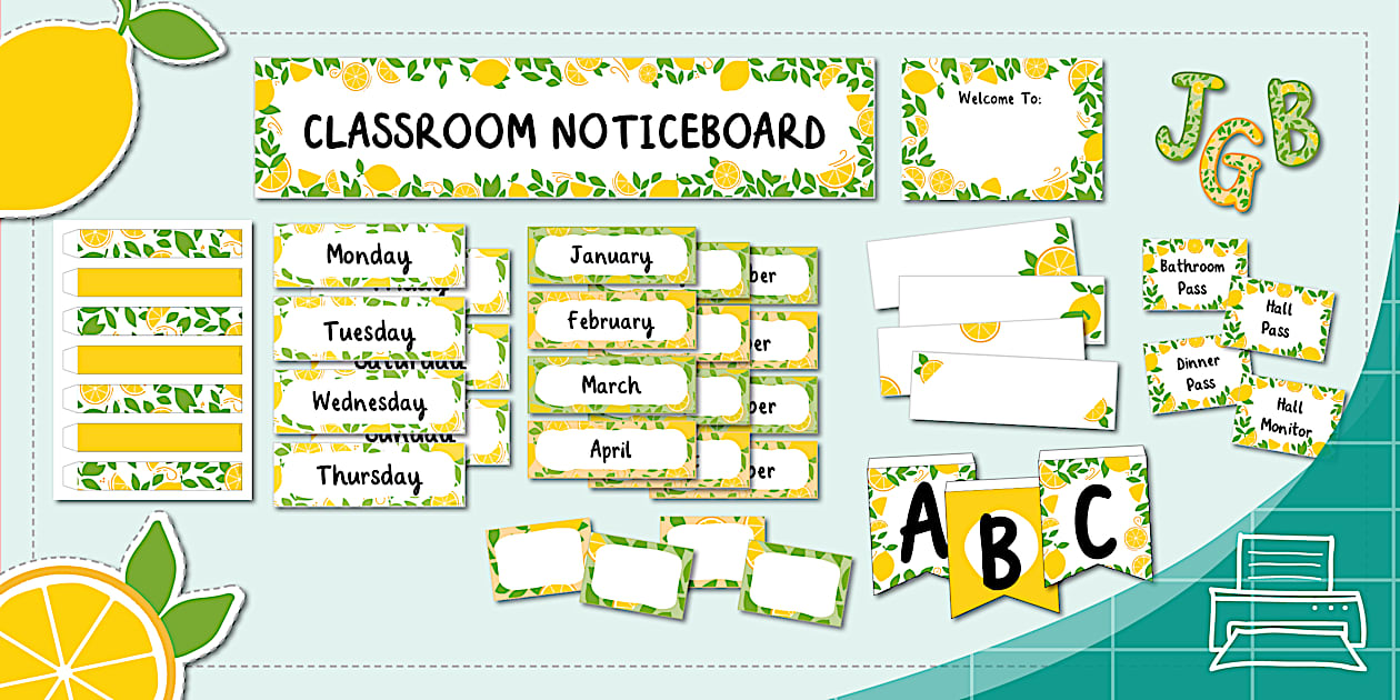 Classroom Display Pack | Sweet and Sour | Lemon Theme