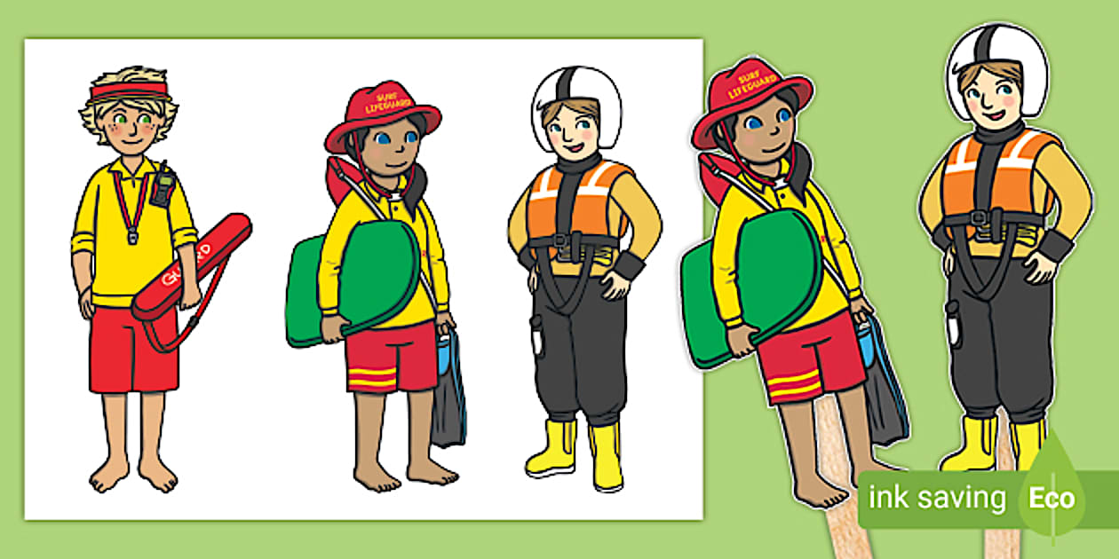 Lifeguard Stick Puppets (teacher made) - Twinkl