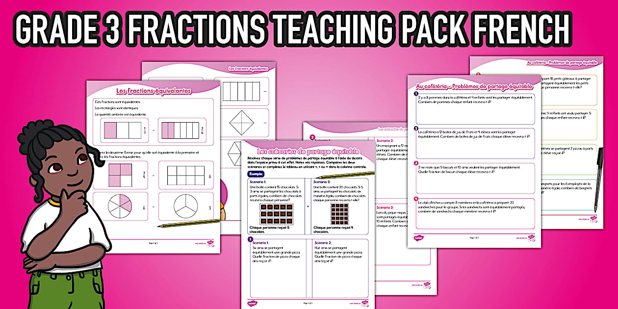 Grade 3 Fractions Teaching Pack French