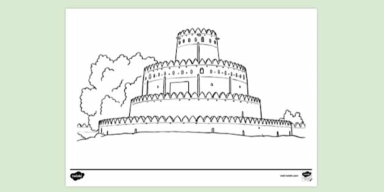 Jahili Fort Colouring Sheet | Colouring Sheets - Twinkl