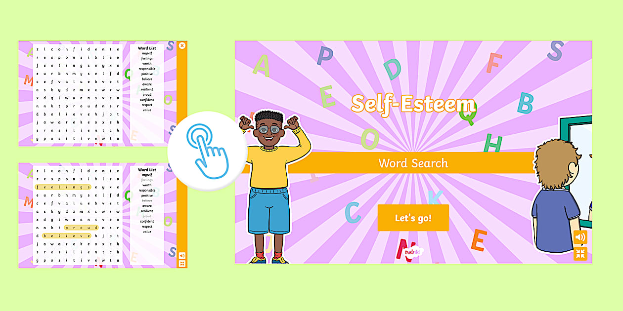 Self-Esteem Interactive Word Search (teacher made) - Twinkl