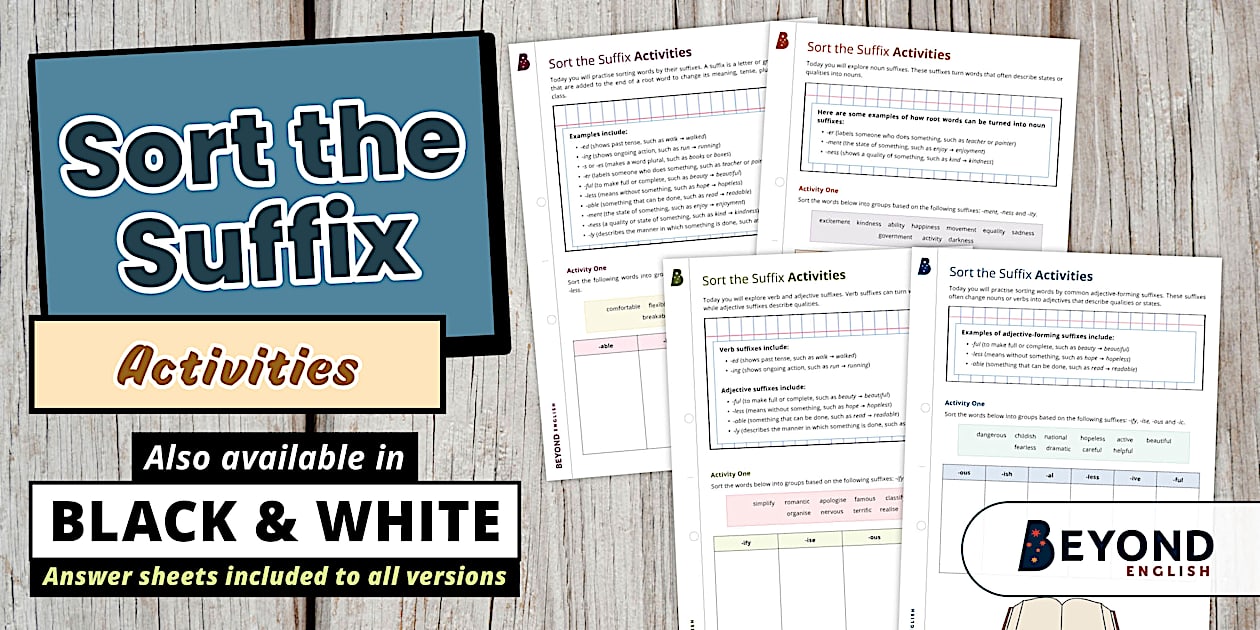 Sort the Suffix - Activity Sheets