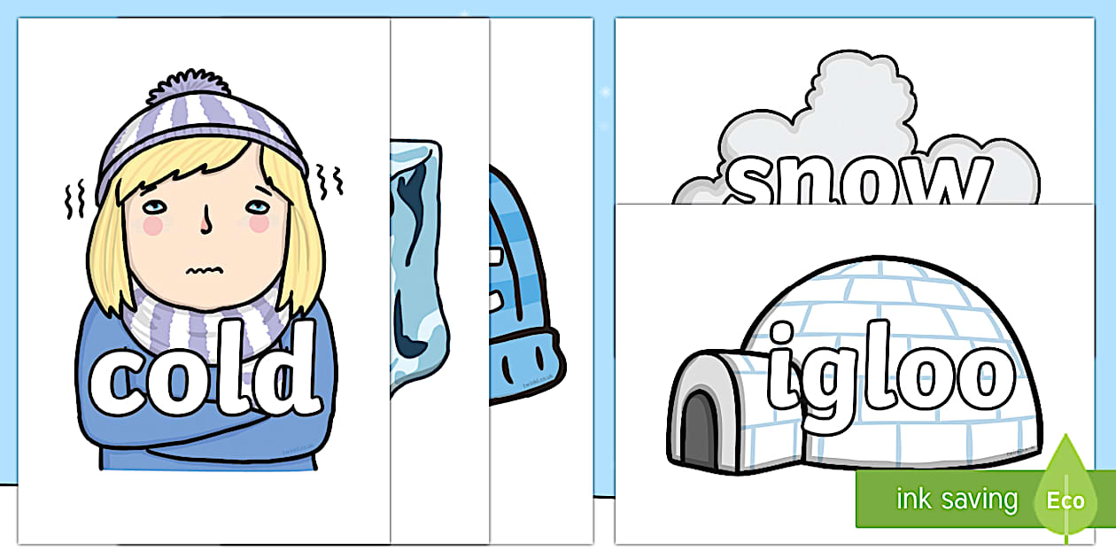 Winter Topic Vocabulary Flashcards - ESL Winter Vocabulary