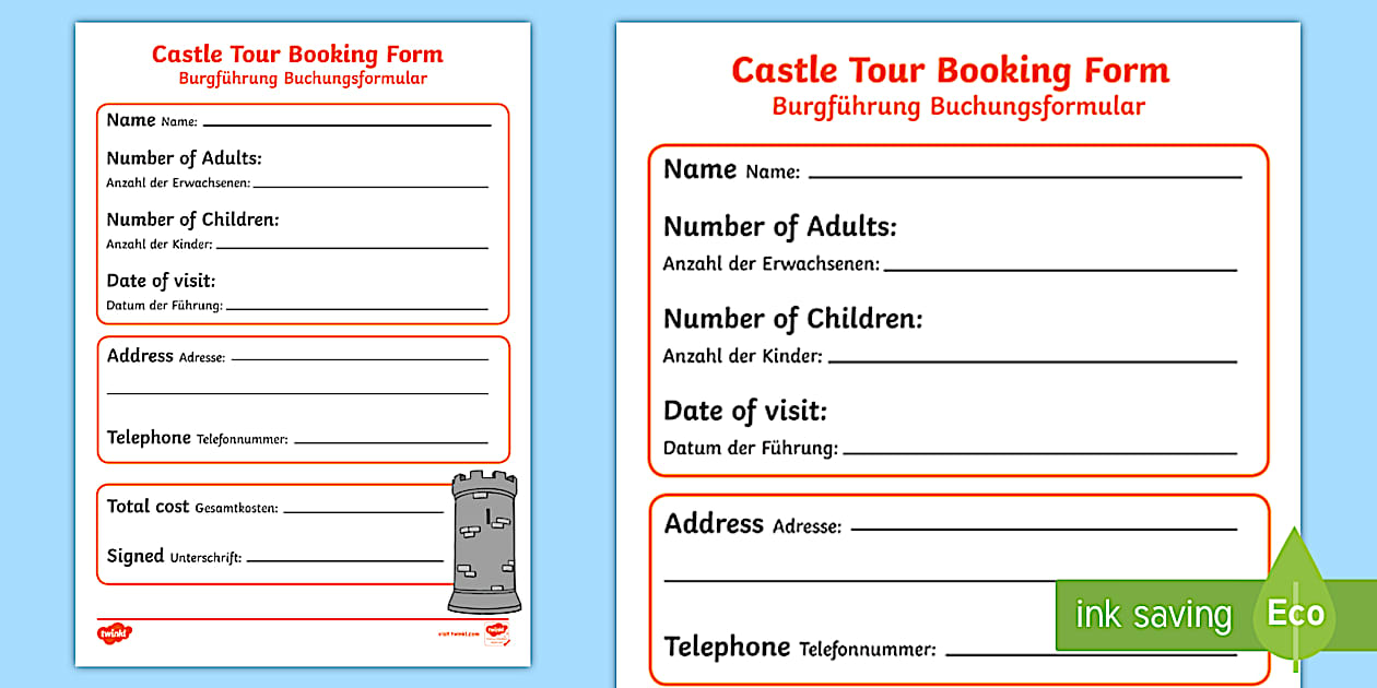 Medieval Castle Role Play Booking Form English/German