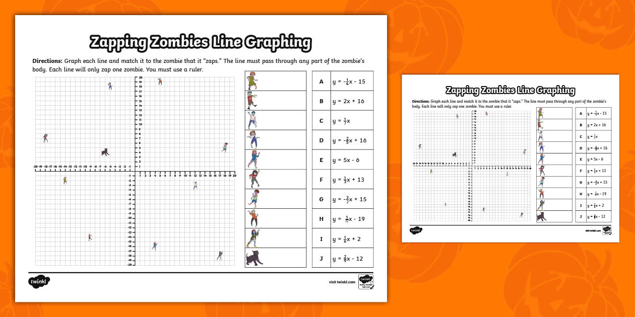 Eighth Grade Zapping Zombies Line Graphing Activity - Twinkl