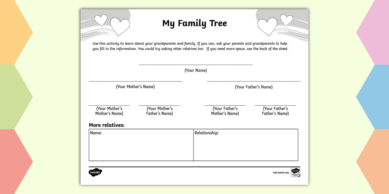 Grandparents Day Family Tree | Printable Worksheet | Twinkl