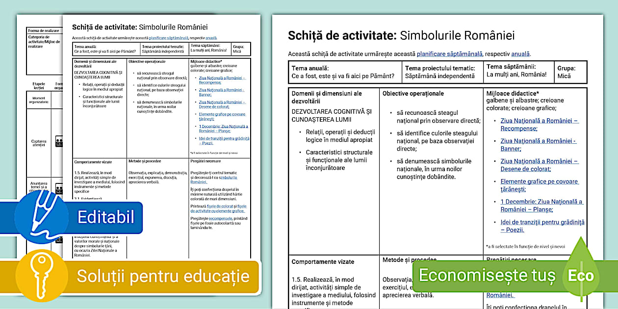 Simbolurile României – Schiță de activitate grupa mică