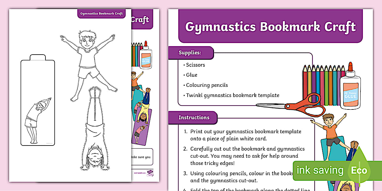 Free Gymnastics Bookmark Craft Activity for Kids: Get crafty