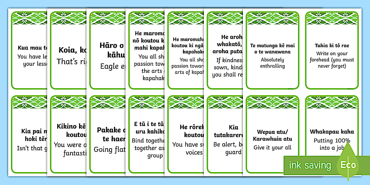 Māori Phrases (Kīwaha) Flashcards: Te Reo and English
