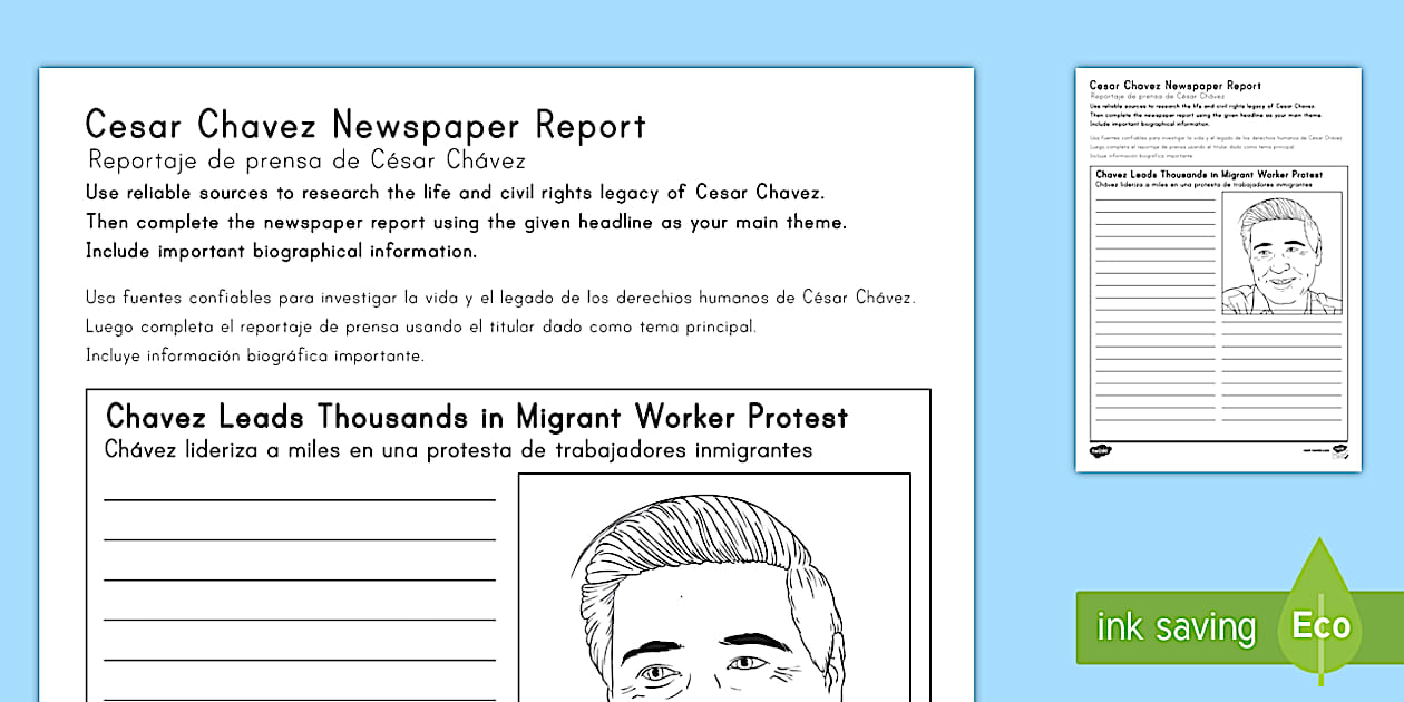 Cesar Chavez Newspaper Report Writing English/Spanish