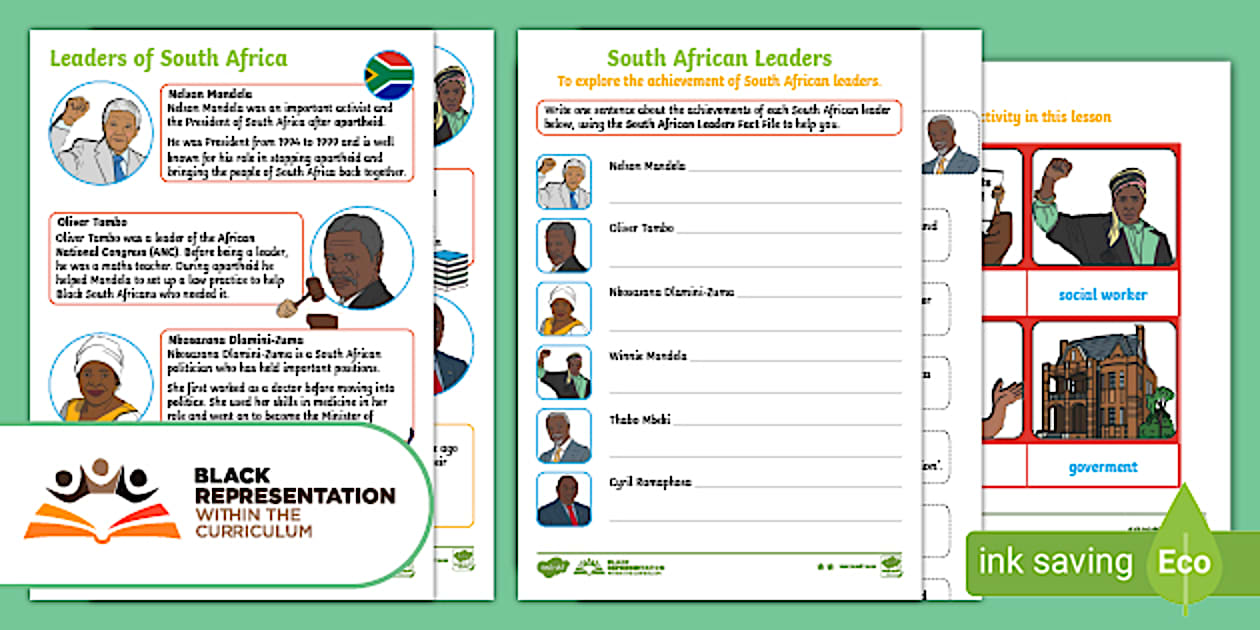 Mandela Day - KS1 - Leaders of South Africa Activity Sheet