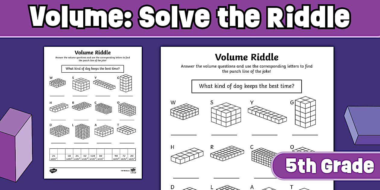 Mathematical Riddles | Volume Solve the Riddle Math Worksheet