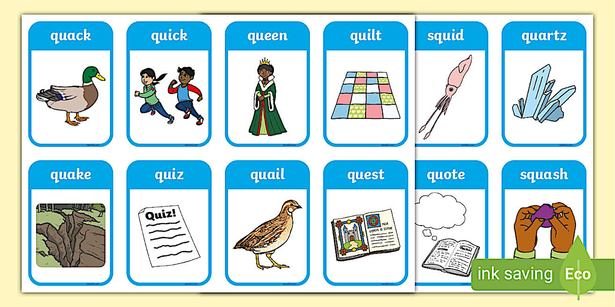 'qu' Sound Playing Cards Ι F-2 Phonics Resources