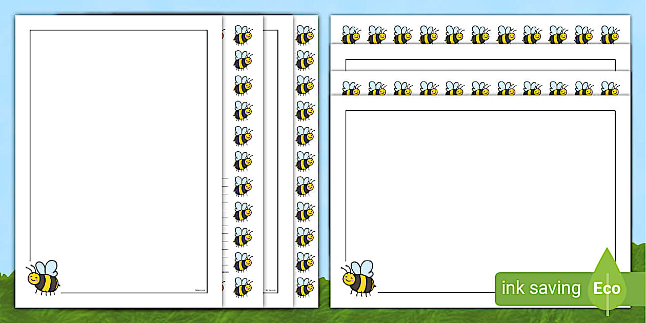 Black and White Simple Blank Bee Minibeast Page Border