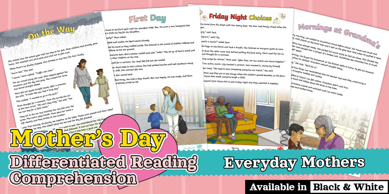 Mother's Day Reading Comprehension Pack: Everyday Mothers