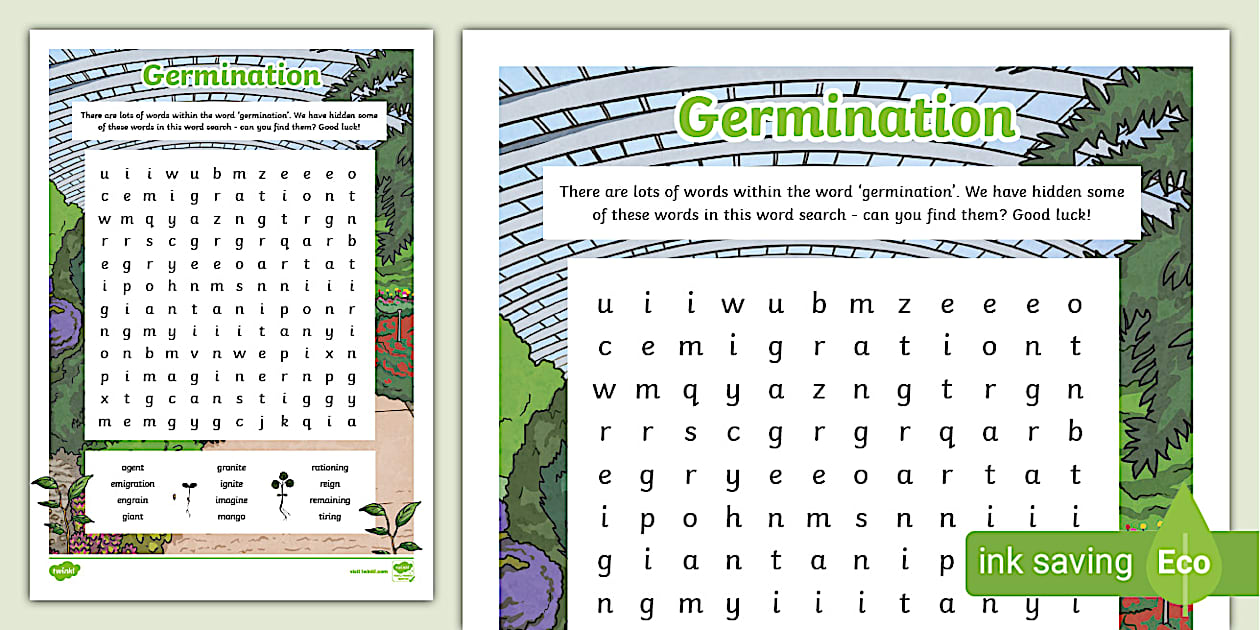 Germination Word Unscramble Word Search,anagrams,germination