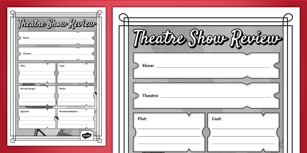 Old Hollywood Themed Theatre Show Review Worksheet - Twinkl