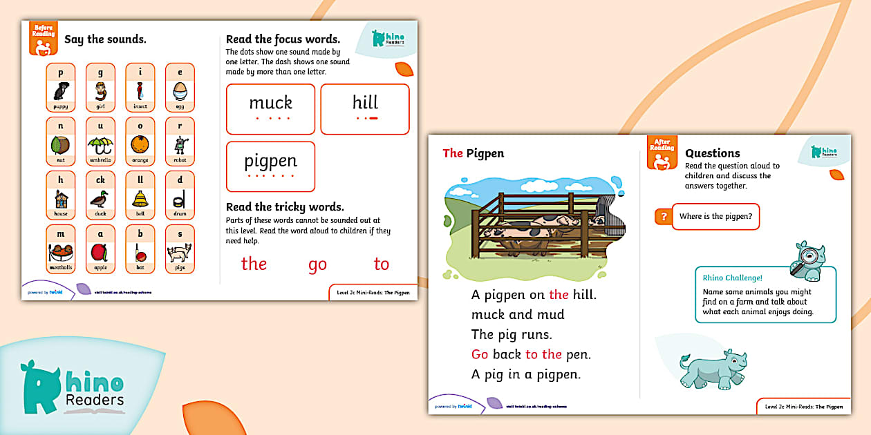 Rhino Readers Intervention: The Pigpen (Level 2c) - Twinkl