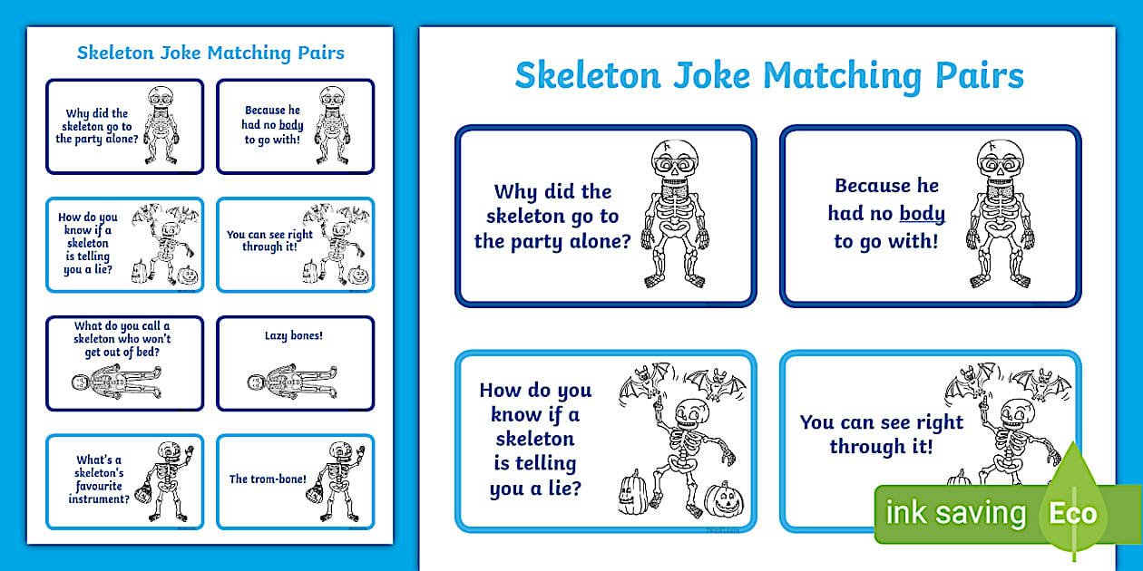 Skeleton Joke Matching Pairs (professor feito) - Twinkl