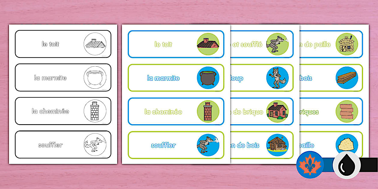 The 3 Little Pigs Word Cards French (l'enseignant a fait)