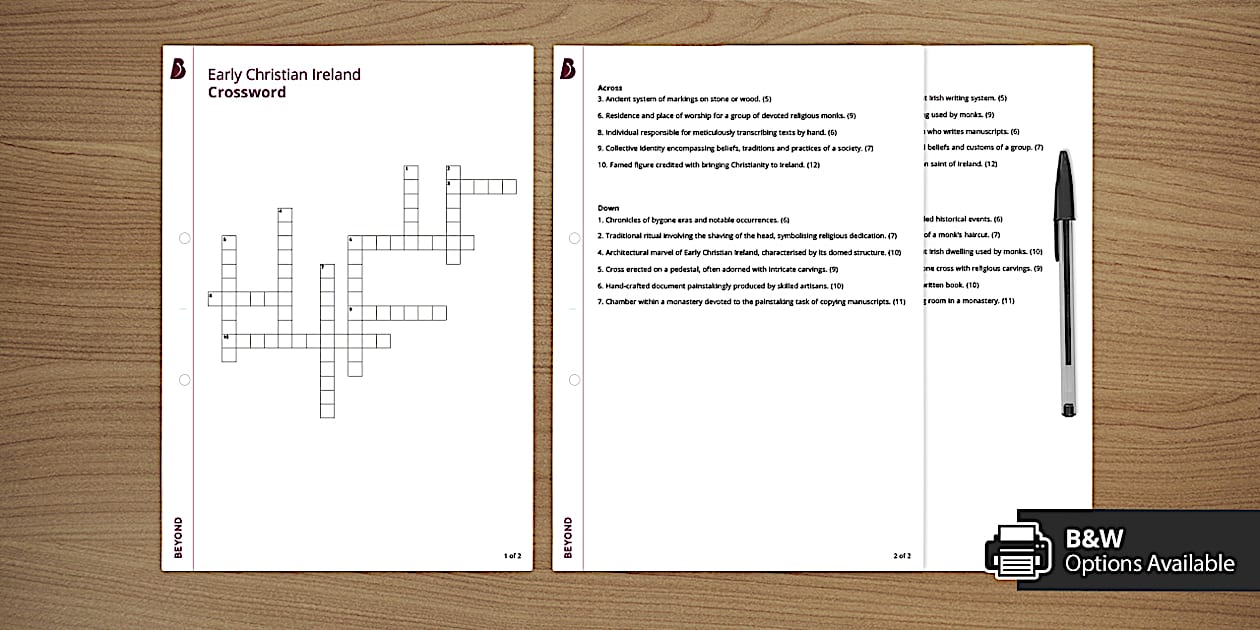 Early Christian Ireland Differentiated Crossword