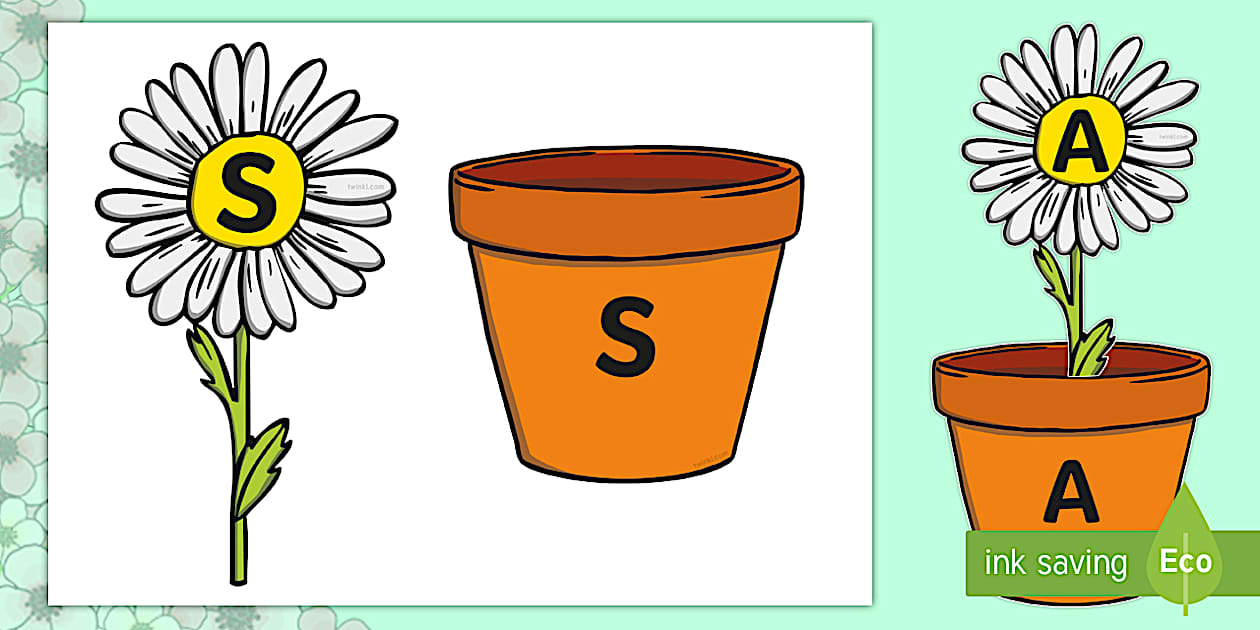 Spring Flower and Pot SATPIN Matching Cards - Twinkl