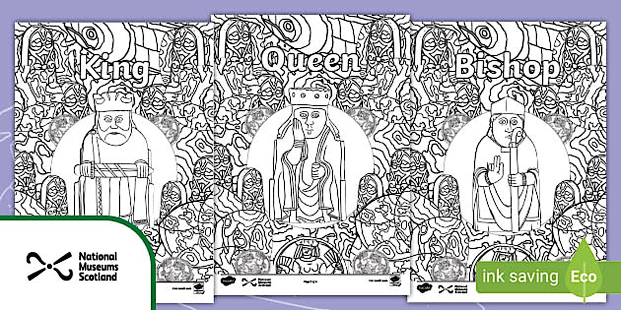 FREE! - The Lewis Chess Pieces Mindfulness Colouring Pages
