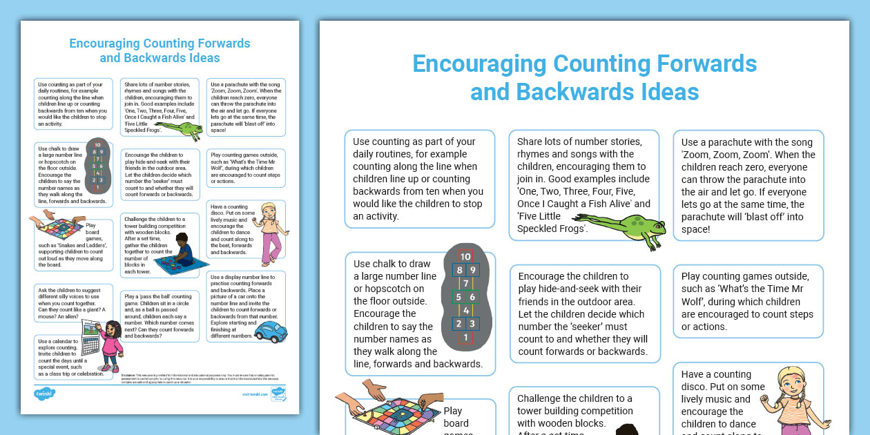 👉 EYFS Encouraging Counting Forwards and Backwards Ideas