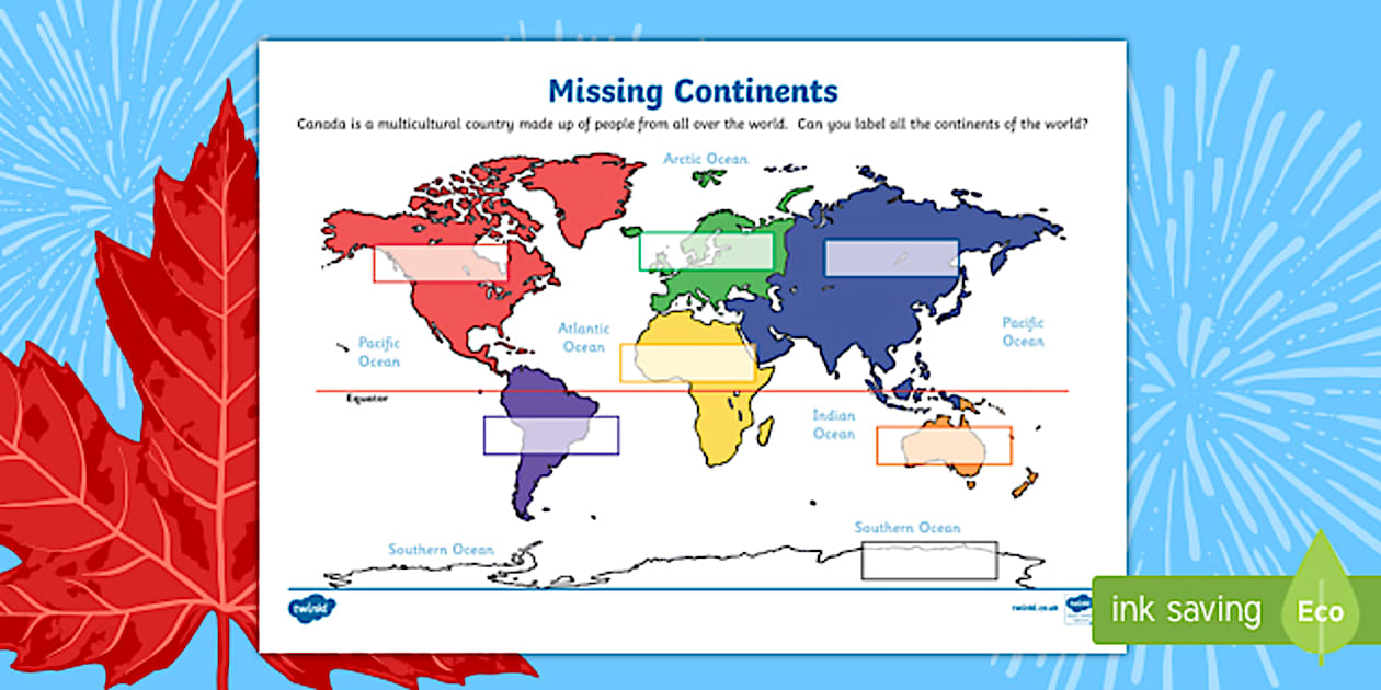 Name the Continent Worksheet / Worksheet (teacher made)