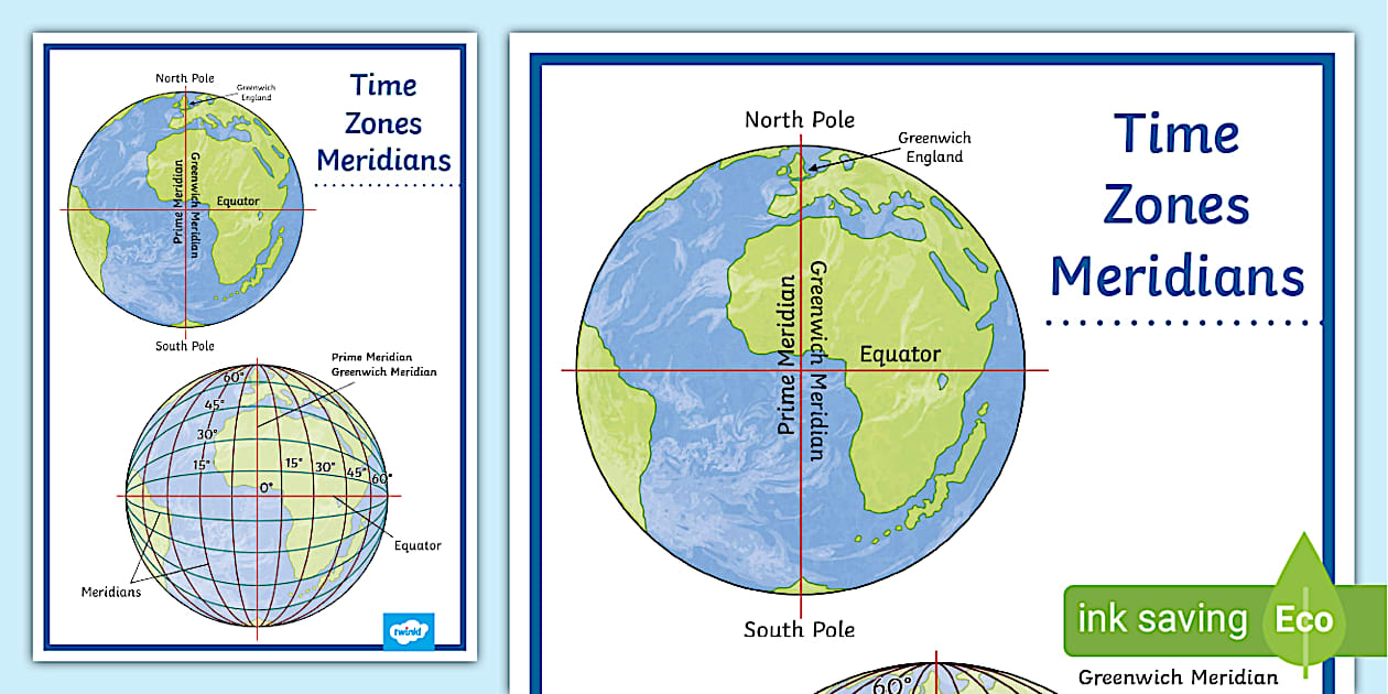 Time Zones Meridians Display Poster (teacher made) - Twinkl