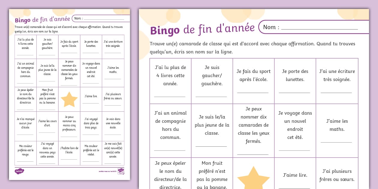 Bingo de fin d'année