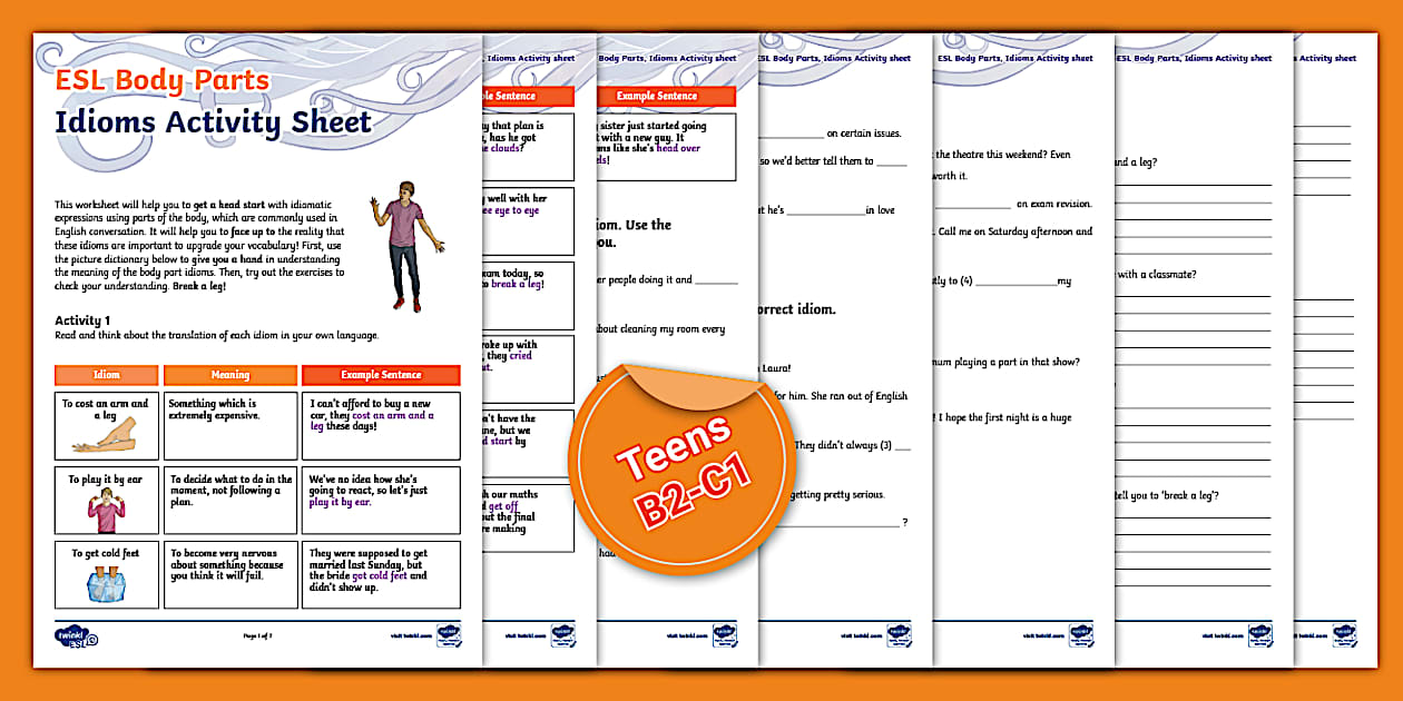 ESL Body Part Idioms Worksheet (teacher made) - Twinkl
