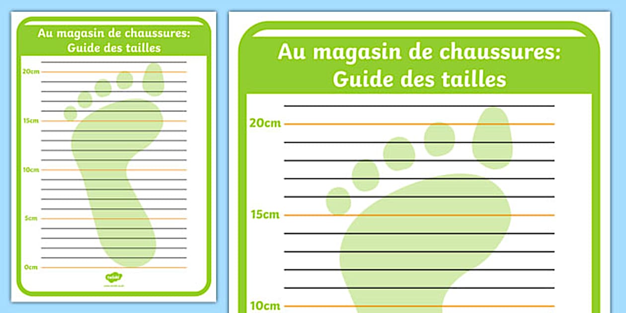 Au magasin de chaussures: Guide des tailles Shoe Shop Role Play Foot ...