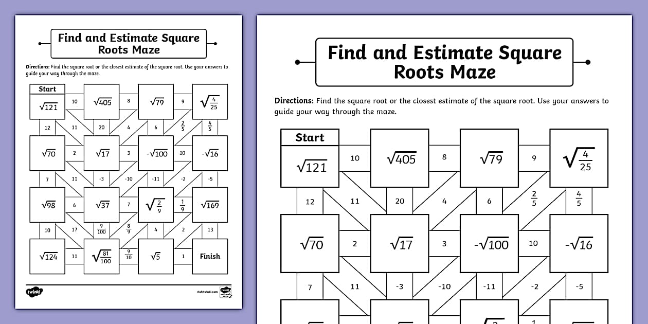 Estimating Square Roots Maze | Math | Twinkl USA - Twinkl