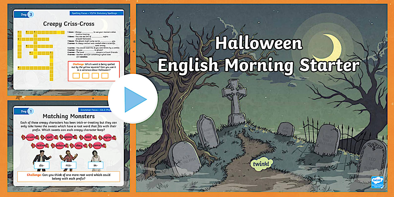 LKS2 Halloween English Morning Starter PowerPoint - Twinkl